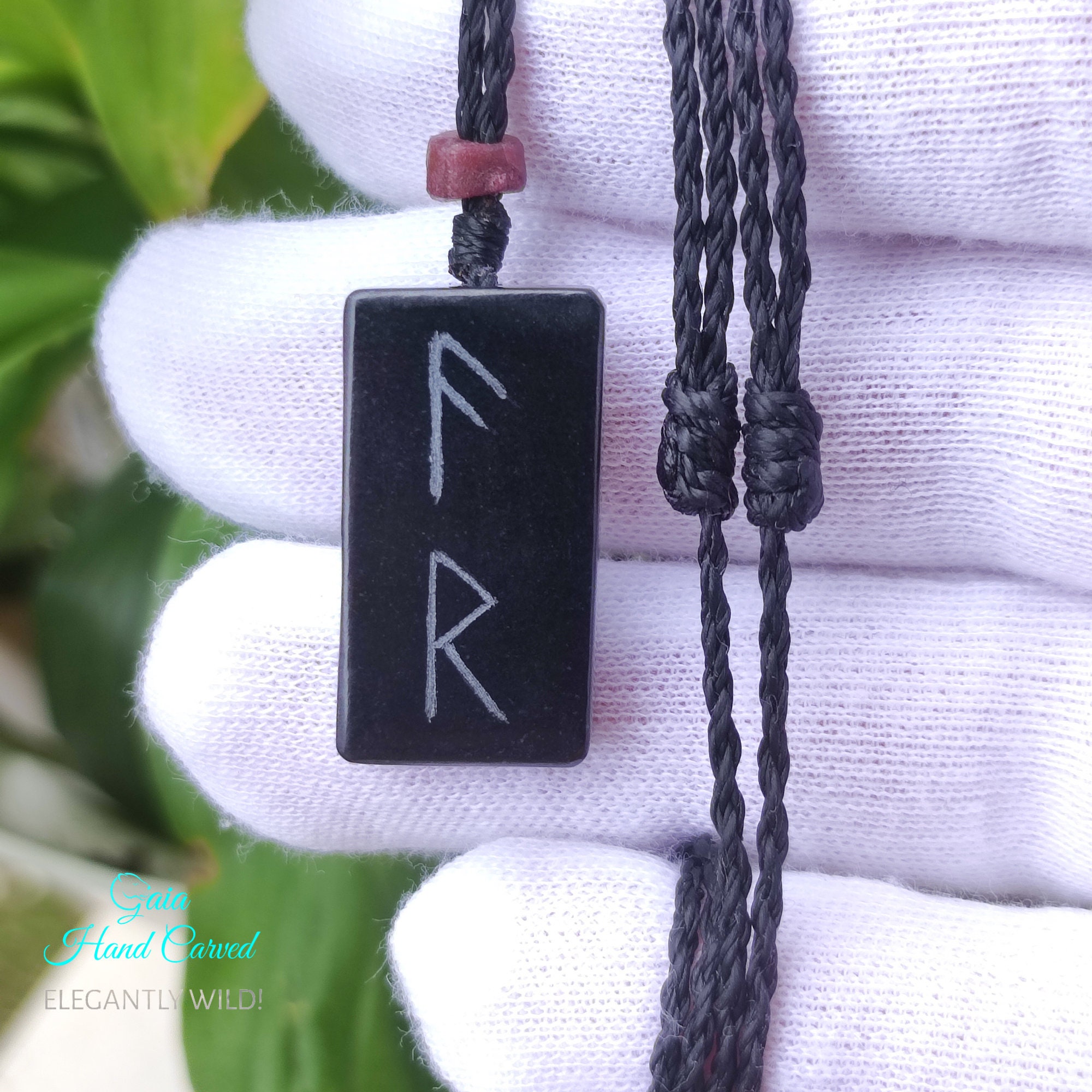 Viking Runes Stone Pendant Runes Symbol Necklace Jade - Etsy