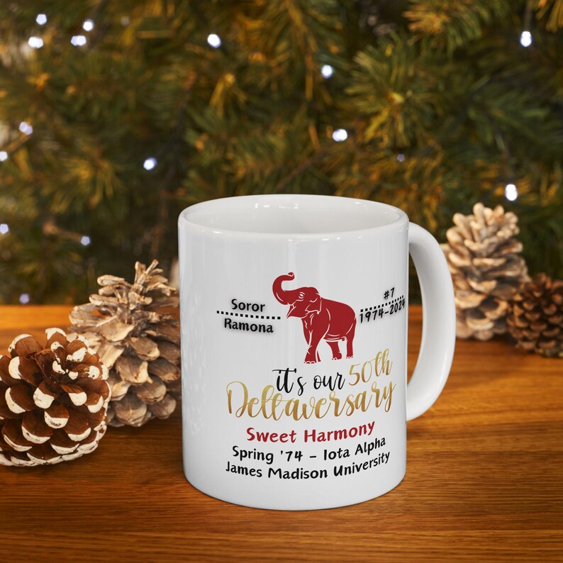 Custom 50th Deltaversary Ceramic Mug – DST Soror Celebration Keepsake ...