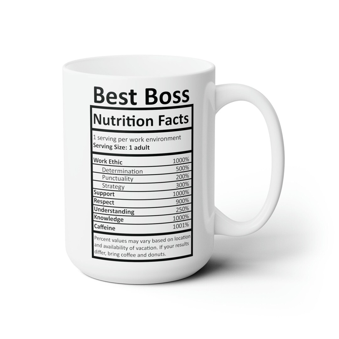 Personalized Best Boss Nutrition Ceramic Mug 15oz, Boss Gift, Monogram ...