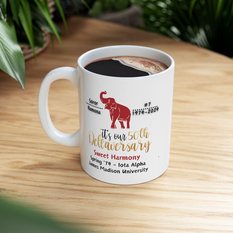 Custom 50th Deltaversary Ceramic Mug – DST Soror Celebration Keepsake ...