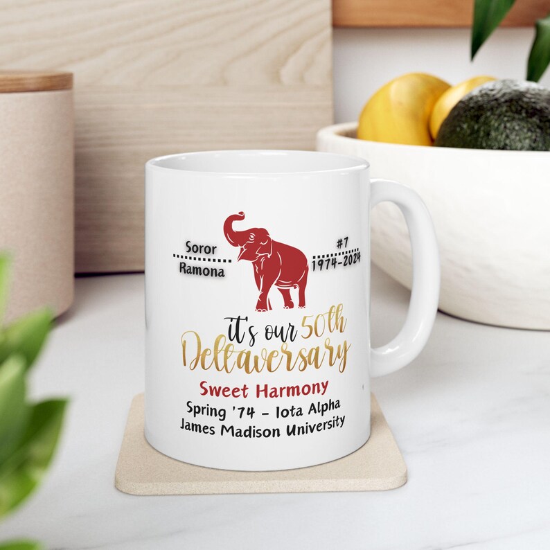 Custom 50th Deltaversary Ceramic Mug – DST Soror Celebration Keepsake ...
