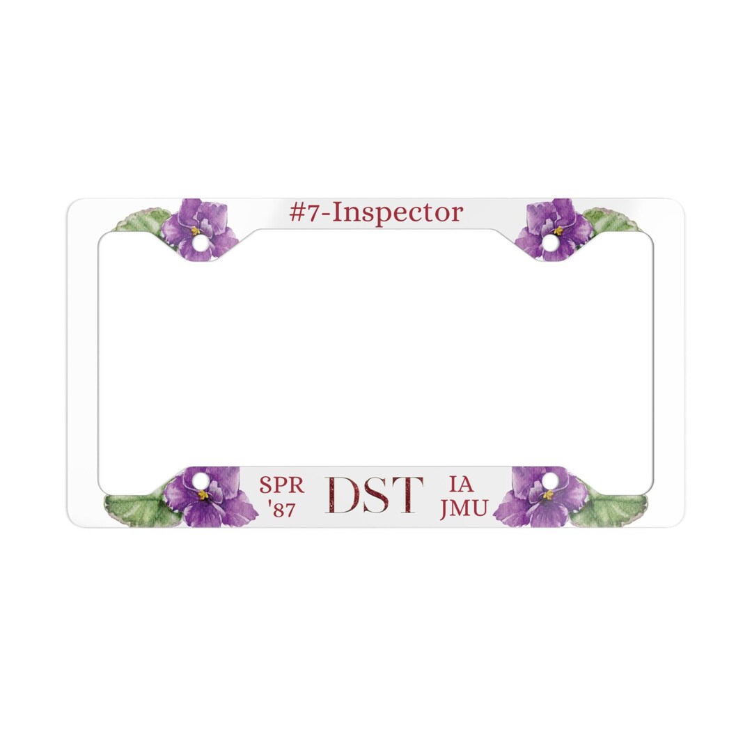 DST Sorority License Plate Frame, African Violet Car Accessory, Custom ...