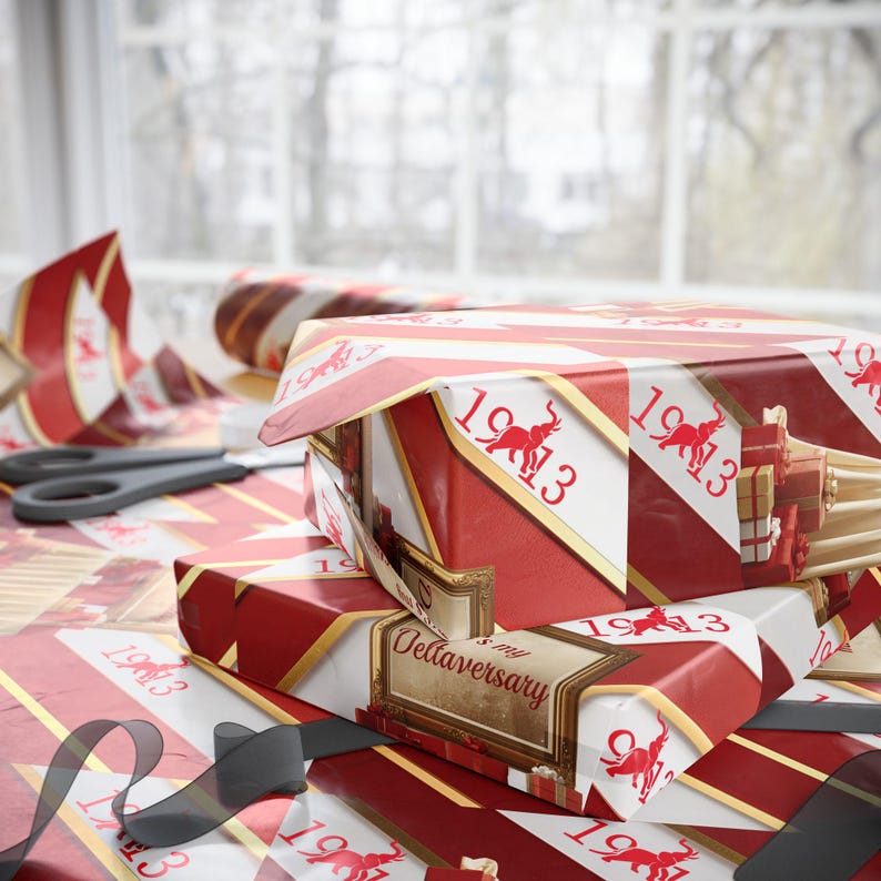 DST Deltaversary Gift Wrapping Paper, Red Elephant Design - Etsy