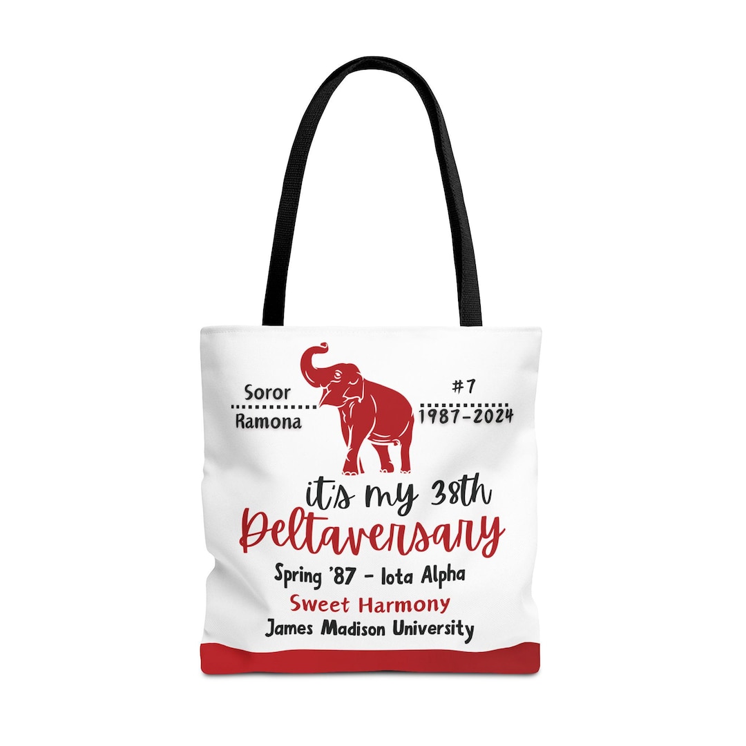 Delta Tote Bag, Red Elephant Design, 'it's My Deltaversary' Quote ...