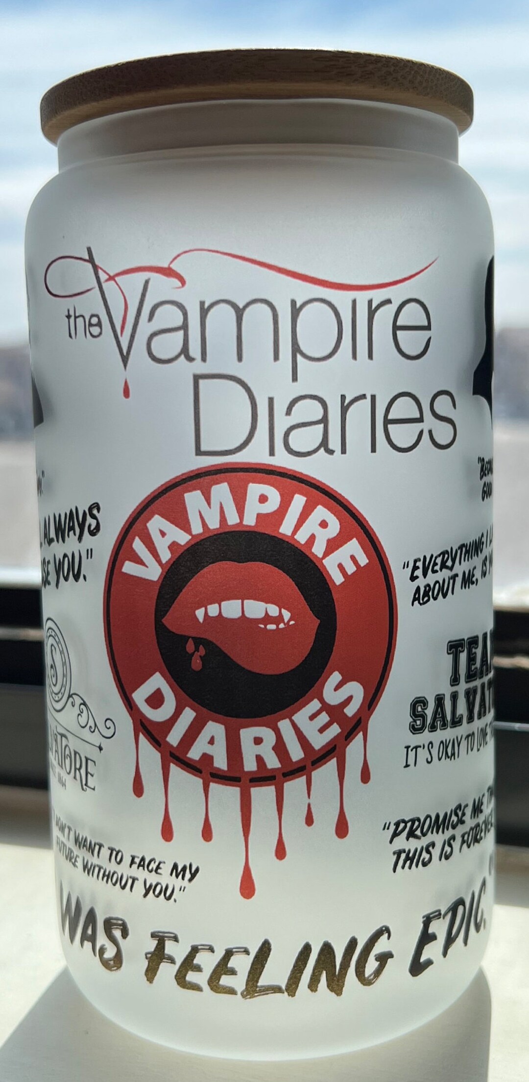 The Vampire Diaries Glass TVD Cup Damon and Stefan Salvatore Brothers ...