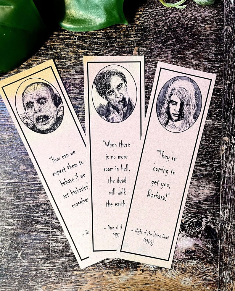Zombie Bookmark Set of 3/original Art Print Bookmarks - Etsy