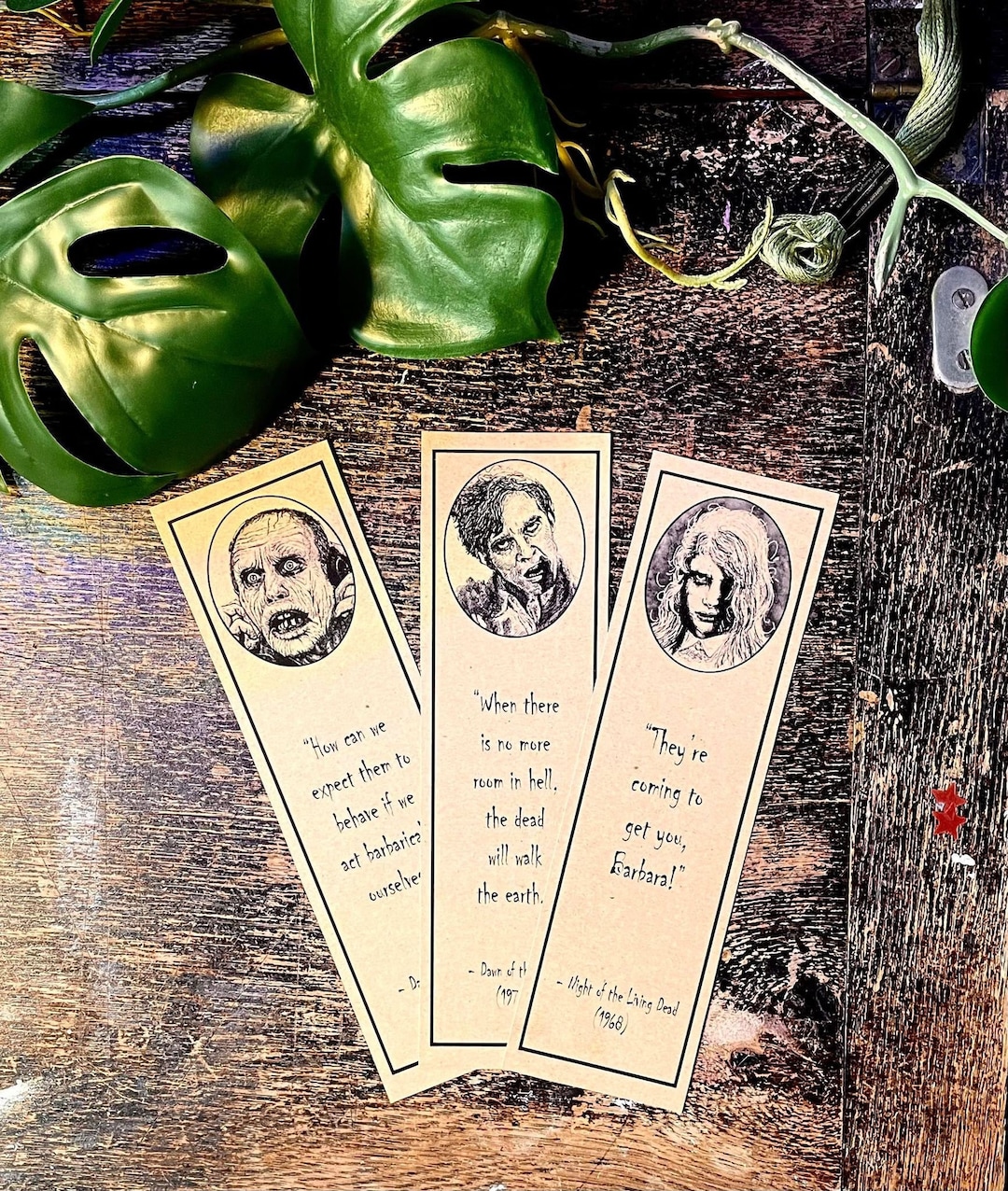 Zombie Bookmark Set of 3/original Art Print Bookmarks/night of the ...
