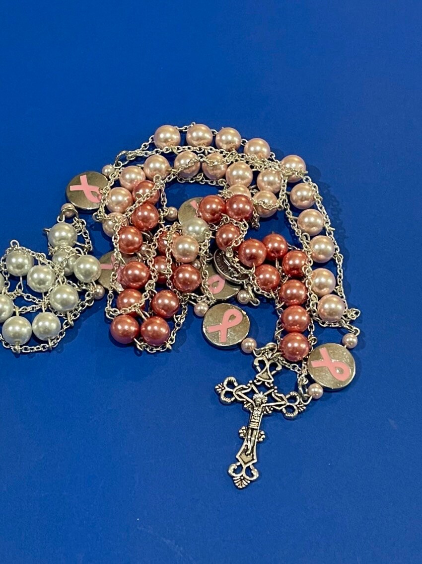 Breast Cancer Awaness Tri-colored Ladder Rosary - Etsy