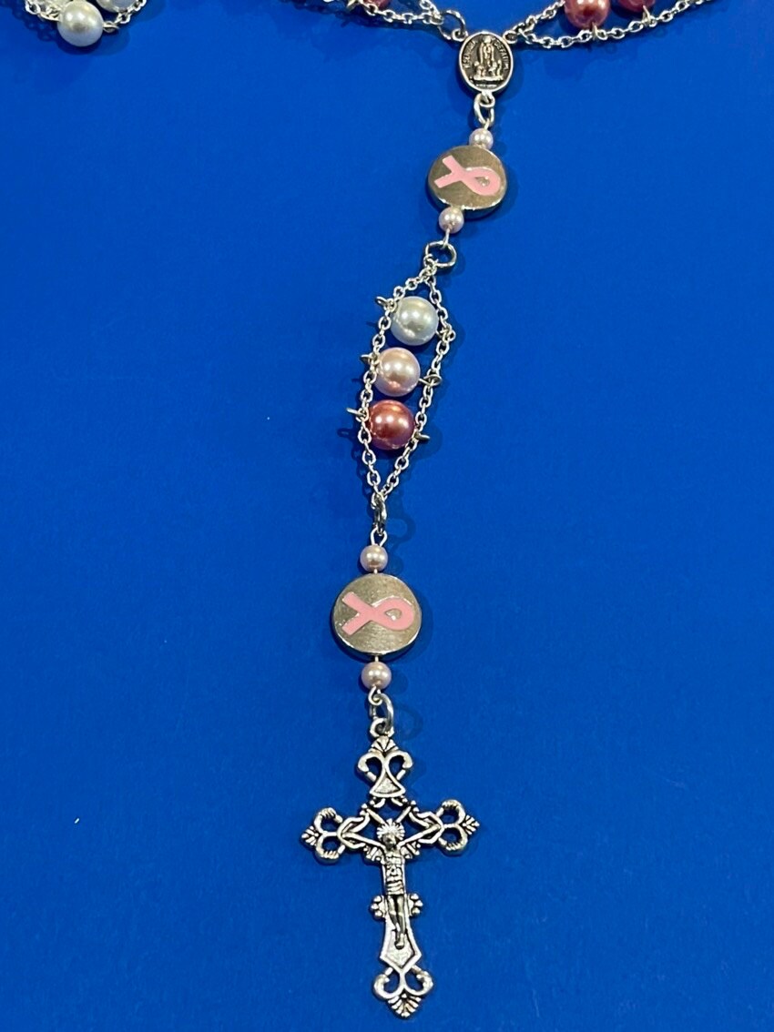 Breast Cancer Awaness Tri-colored Ladder Rosary - Etsy