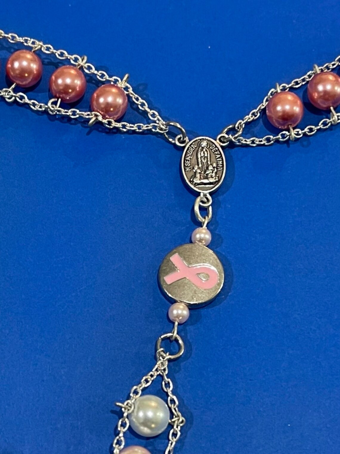 Breast Cancer Awaness Tri-colored Ladder Rosary - Etsy