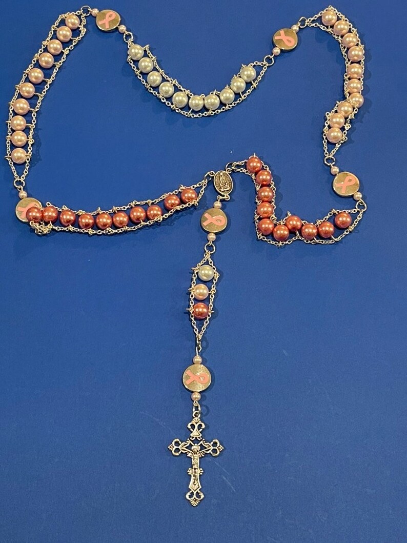 Breast Cancer Awaness Tri-colored Ladder Rosary - Etsy
