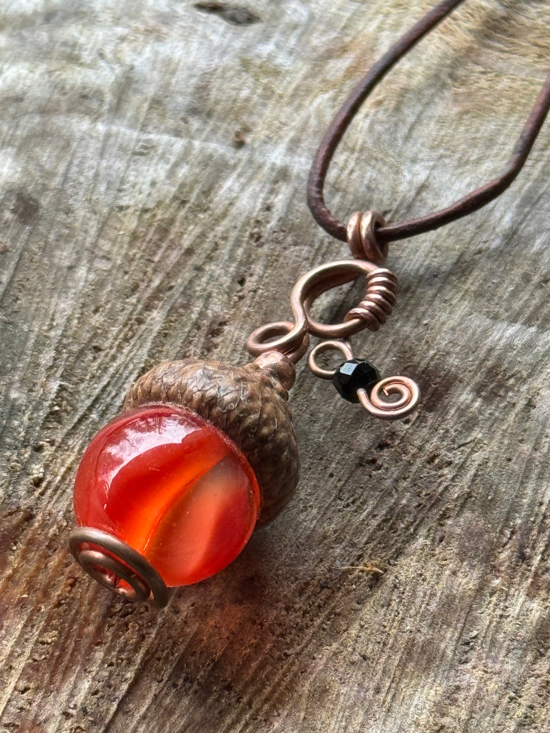 Shiny Acorn Necklace - Halloween Heart (SH14) - Etsy
