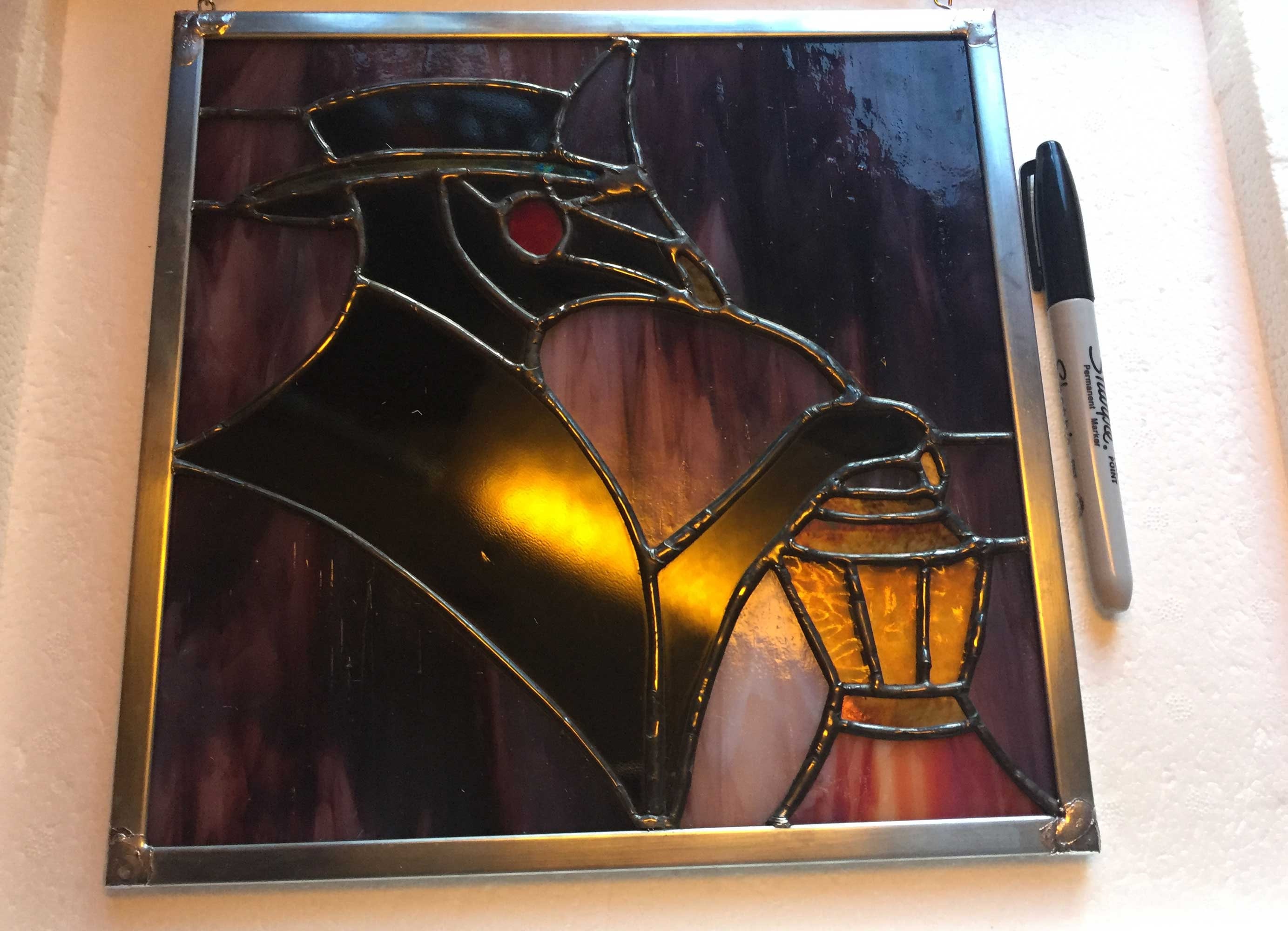 Plague Doctor Stained Glass Panel Goth Window Hanging Dark Decor ...