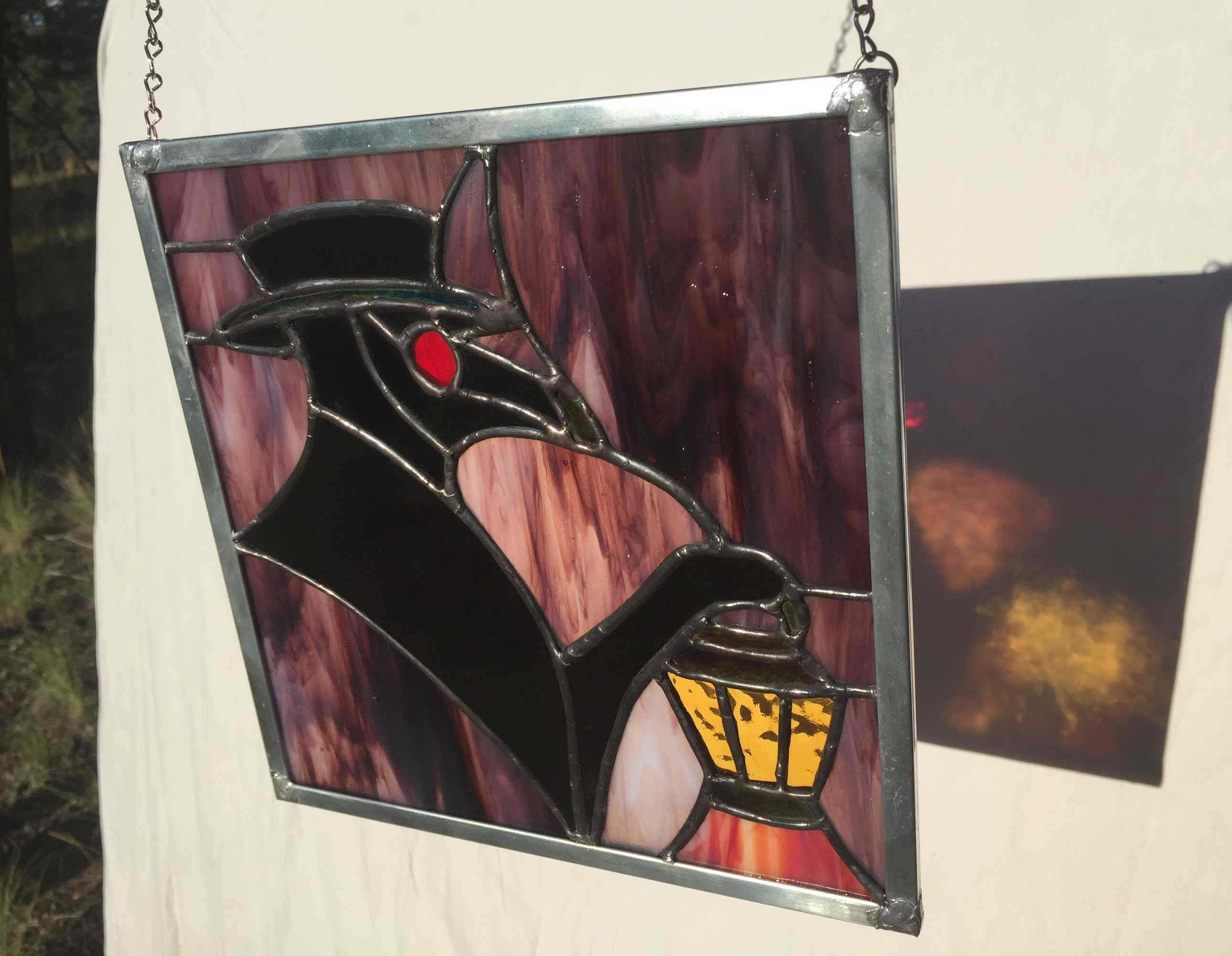 Plague Doctor Stained Glass Panel Goth Window Hanging Dark Decor ...