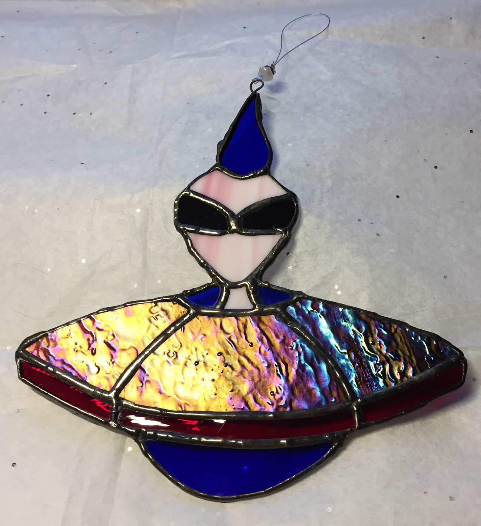 Alien Stained Glass Suncatcher UFO Flying Saucer ET Extra Terrestrial ...