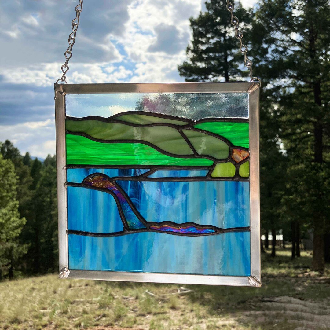 Nessie Stained Glass Window Panel Iridescent Loch Ness Monster Scotland ...