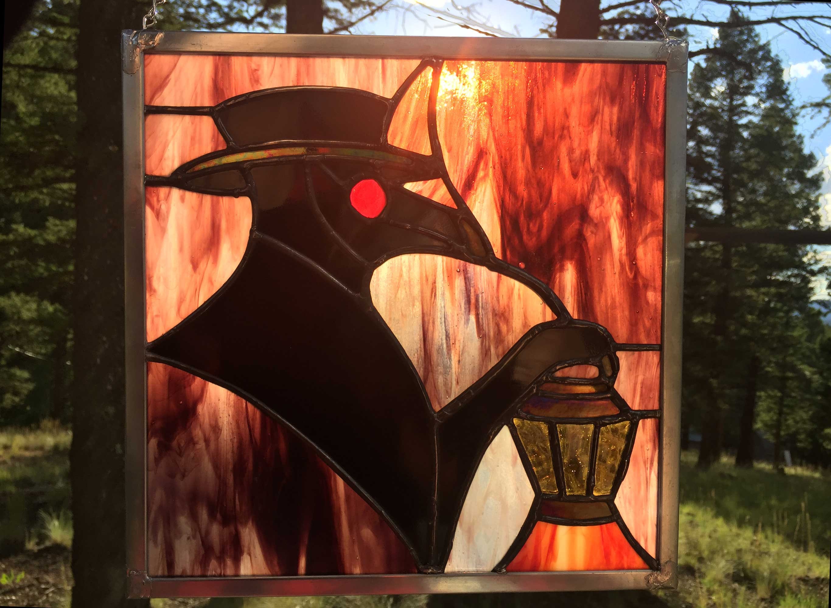 Plague Doctor Stained Glass Panel Goth Window Hanging Dark Decor Halloween Aesthetic Etsy