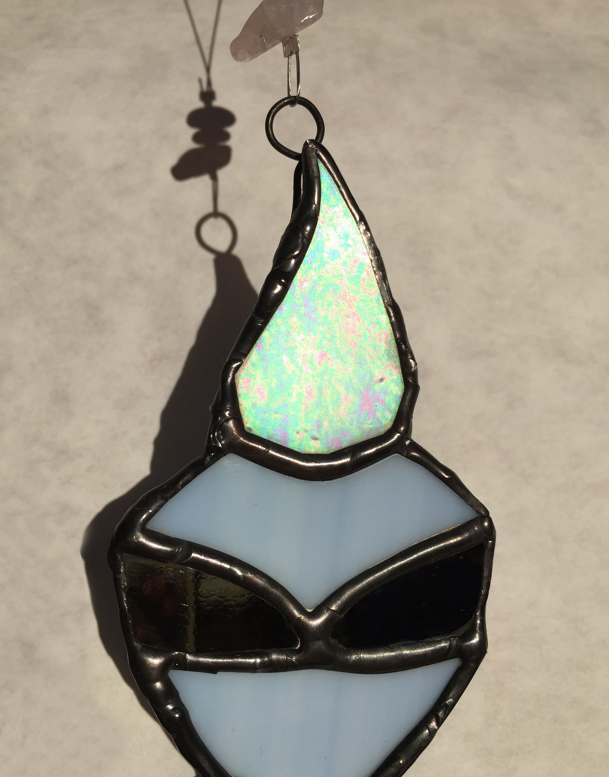 Alien Stained Glass Suncatcher UFO Flying Saucer ET Extra Terrestrial ...