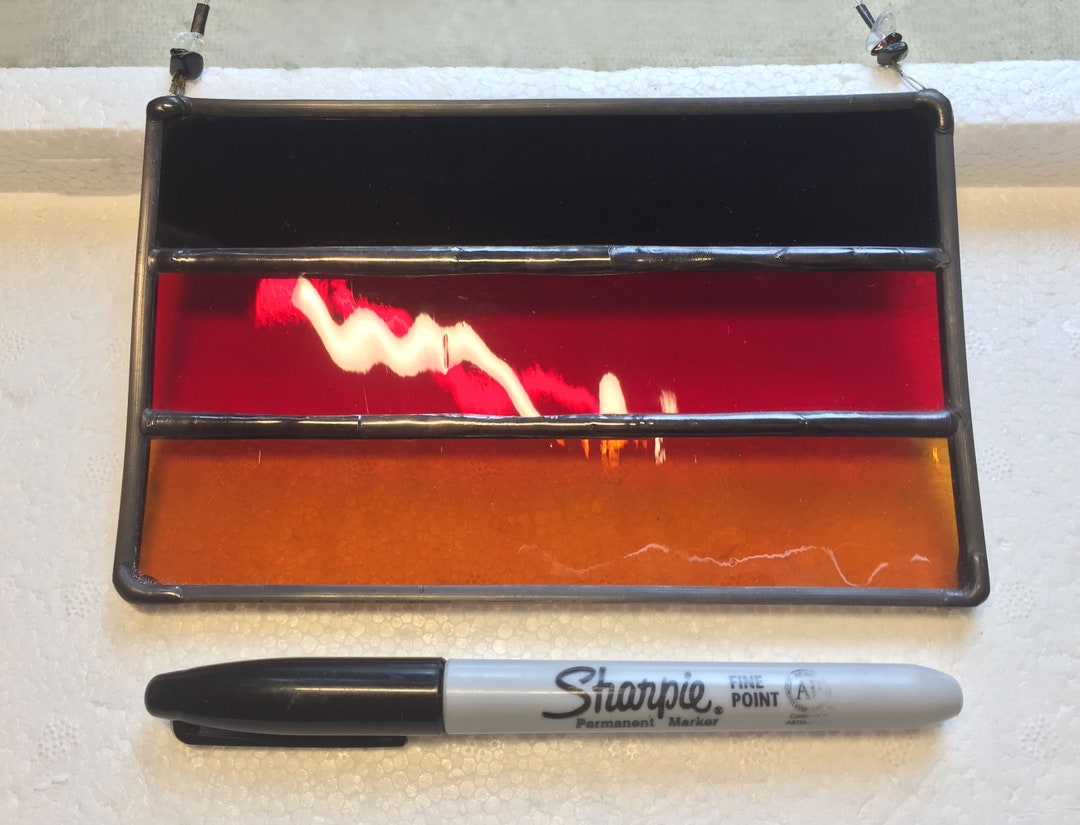 German Flag Stained Glass Suncatcher With Gemstones Hanging Wire ...