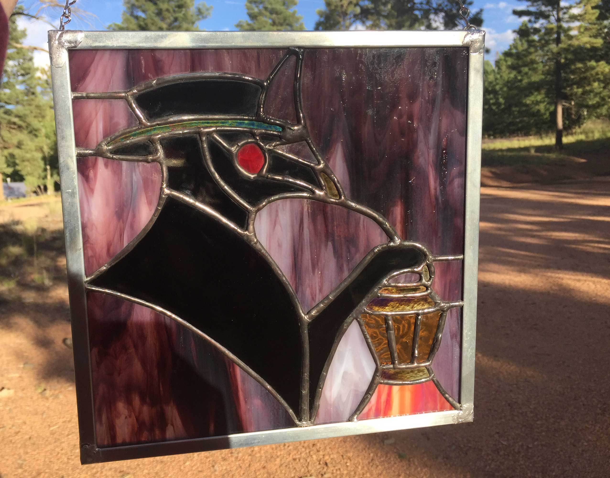 Plague Doctor Stained Glass Panel Goth Window Hanging Dark Decor ...