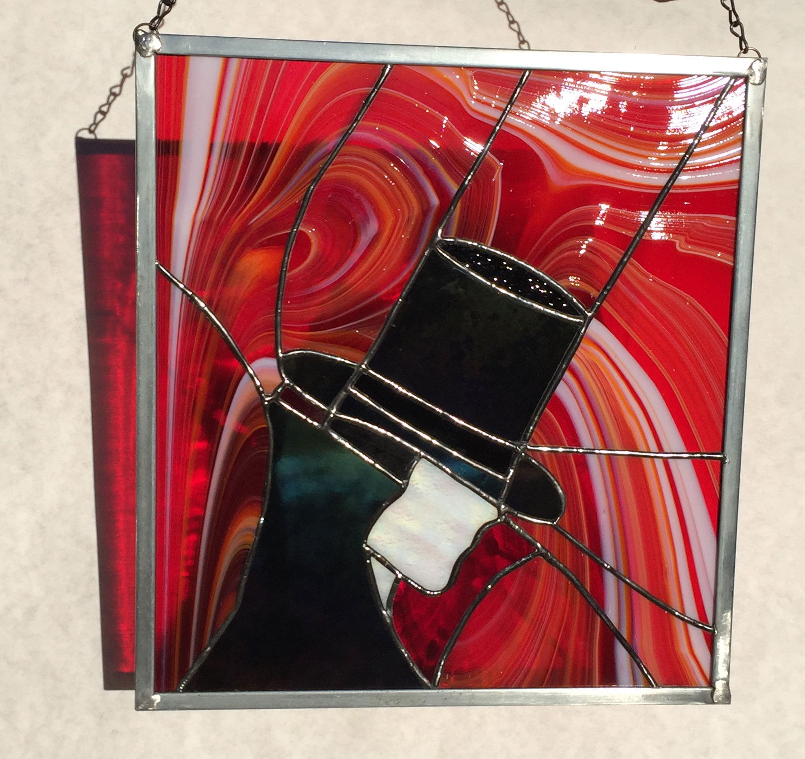 Stained Glass Vampire Panel Goth Victorian Decor Iridescent Glass Black ...