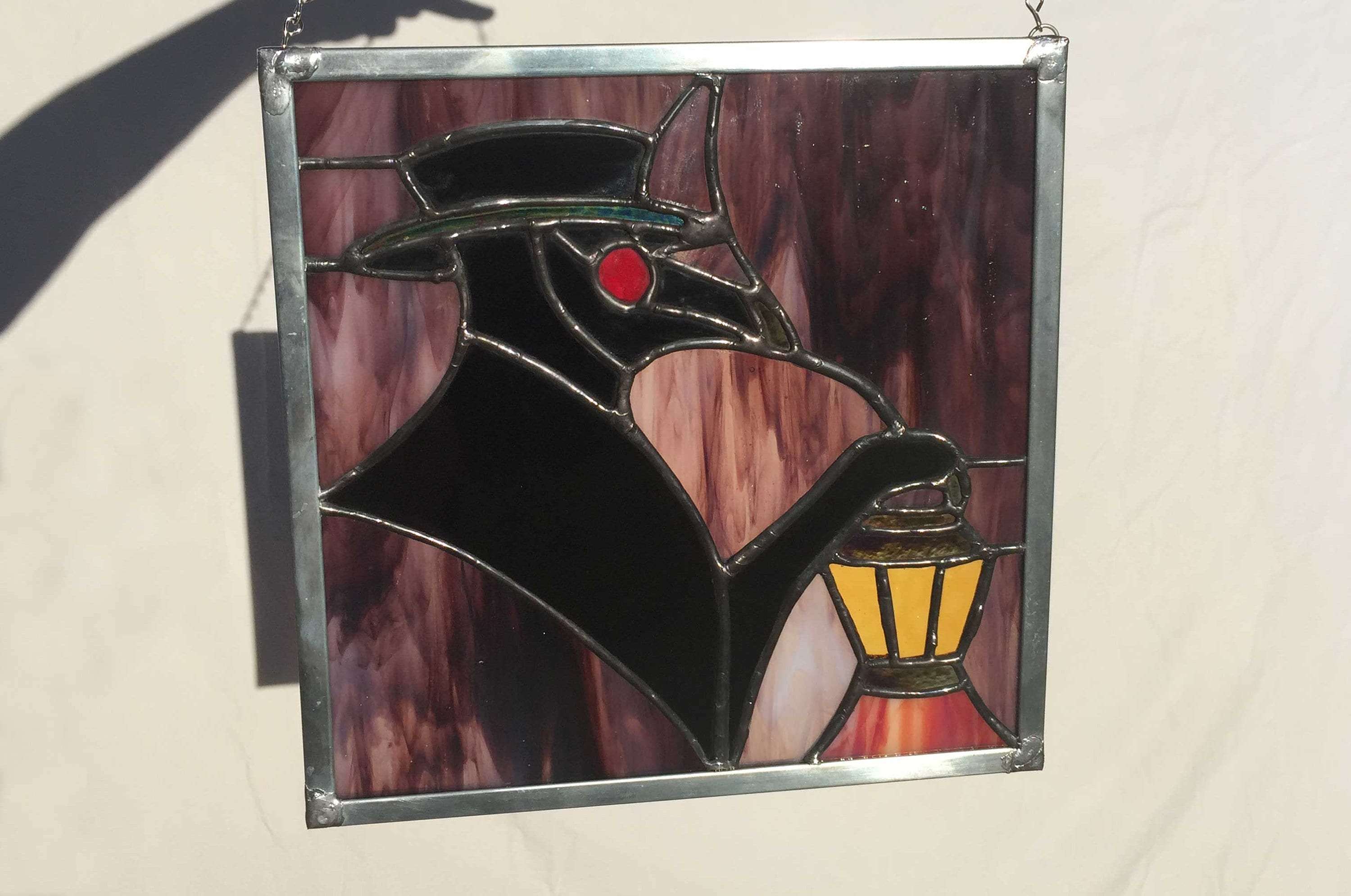Plague Doctor Stained Glass Panel Goth Window Hanging Dark Decor ...