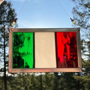 Italian Flag Suncatcher in Vivid Stained Glass With Gemstones Italy ...