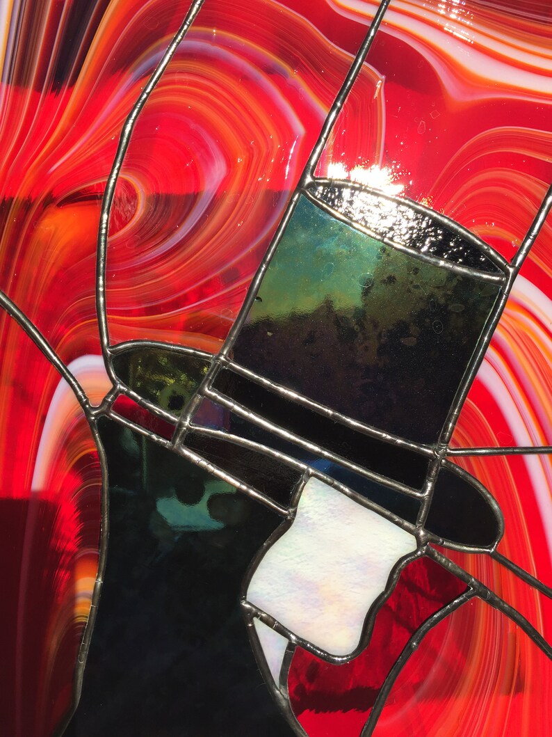 Stained Glass Vampire Panel Goth Victorian Decor Iridescent Glass Black ...