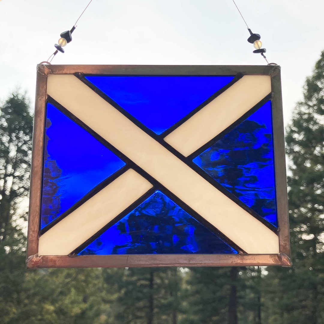 Scottish Flag Stained Glass Handmade Suncatcher Scotland Highland Gift ...
