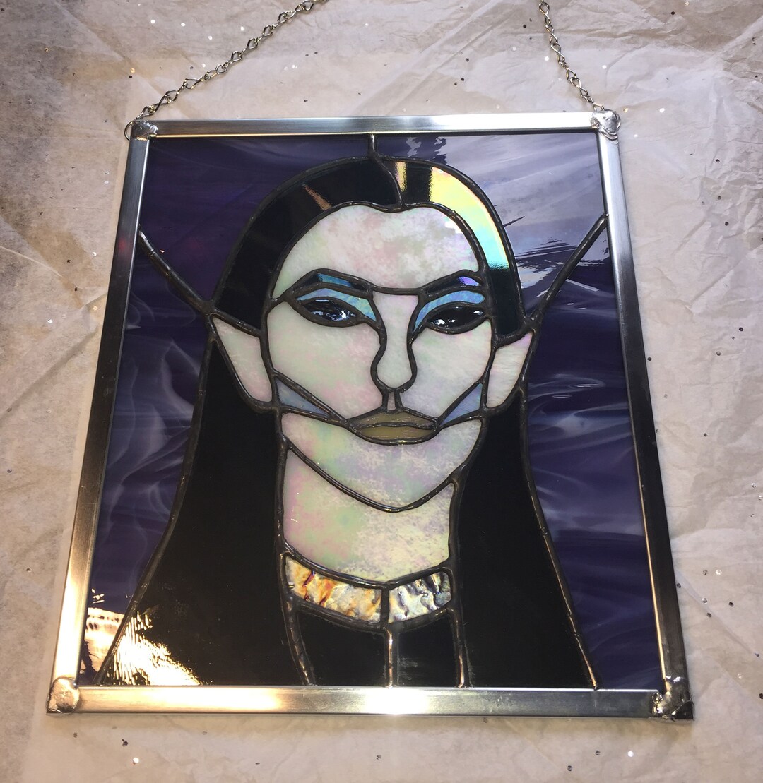 Elf Stained Glass Fantasy Decor Dark Elvin Night Elves One of a Kind ...