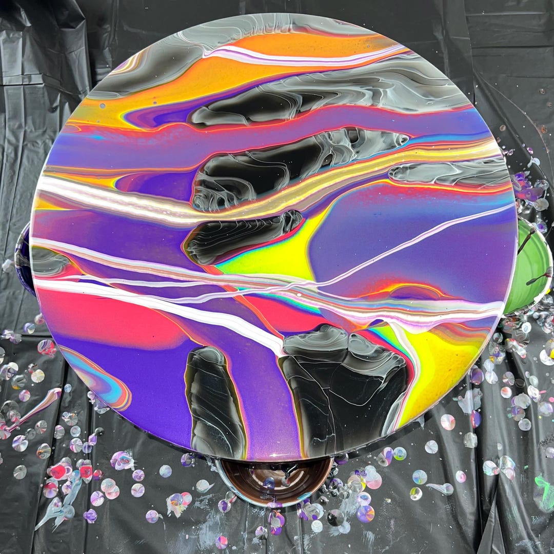 Rainbow Beauty - 16x16 Round Canvas - Fluid Art - Acrylic Painting - Etsy