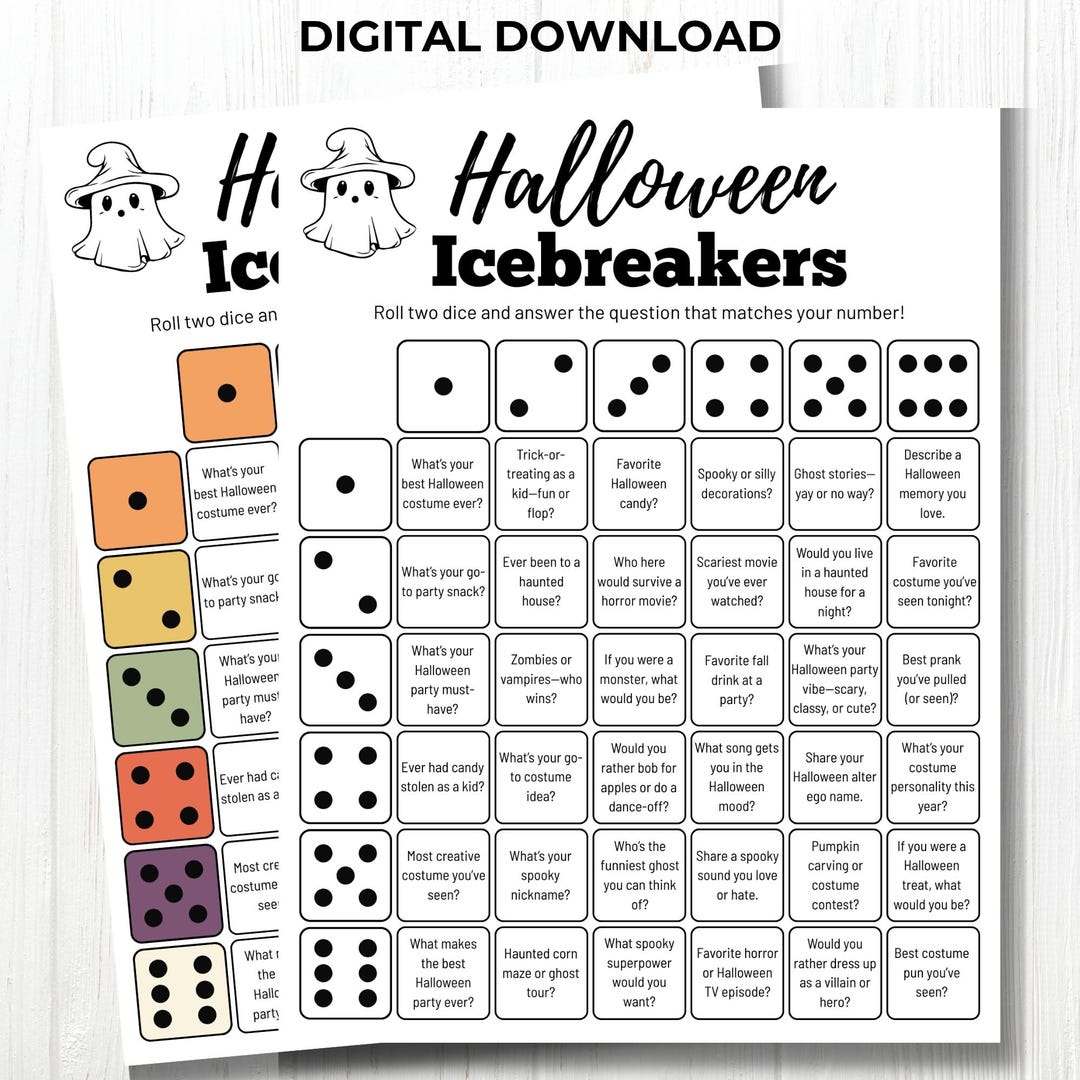 Halloween Icebreaker Game, Printable Dice Activity for Spooky Parties ...