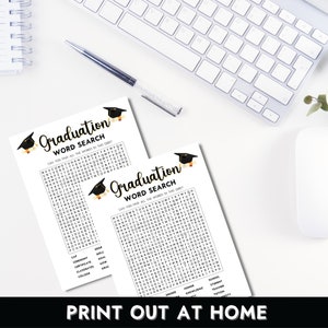 Printable Graduation Party Word Search, College, High School Graduate ...