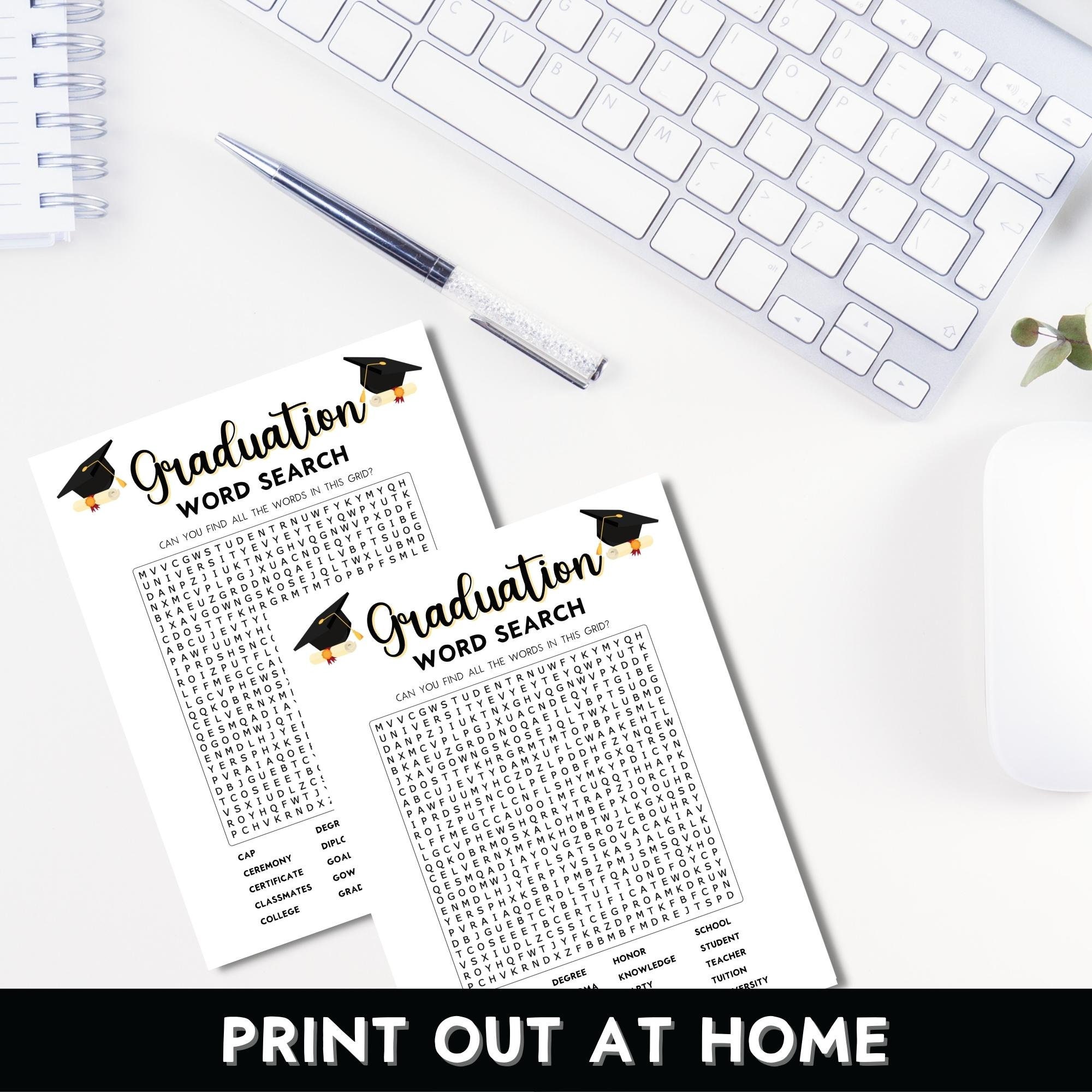 Printable Graduation Party Word Search College High School - Etsy