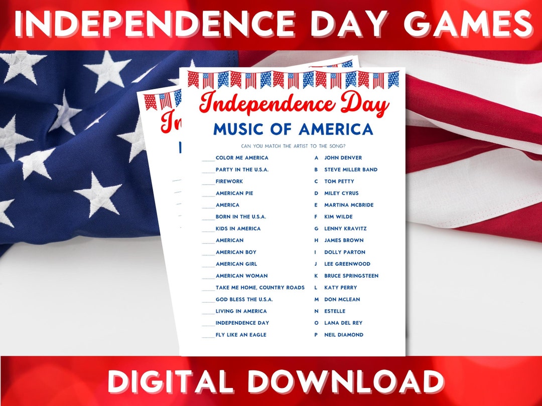 Printable Independence Day Music of America Game, Family Fun, Music ...