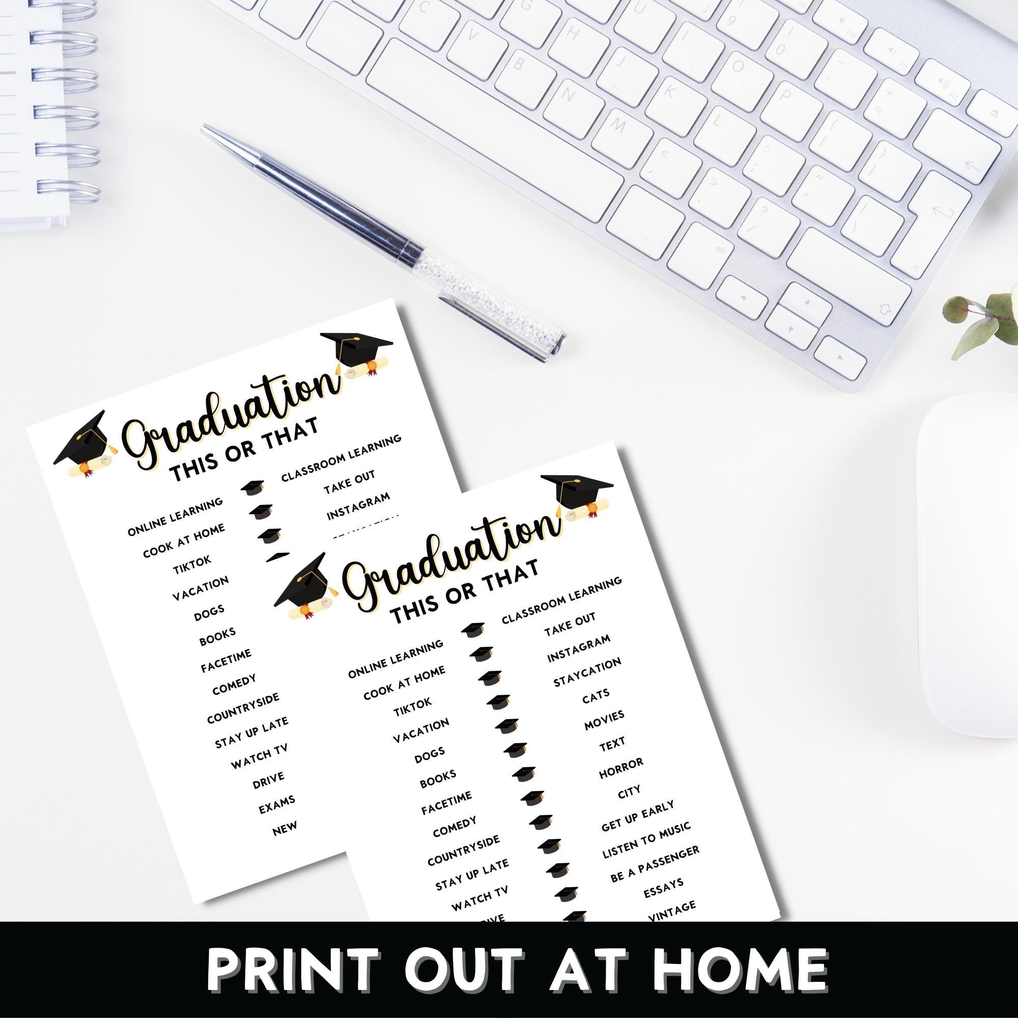 Printable Graduation Party This or That College High School - Etsy