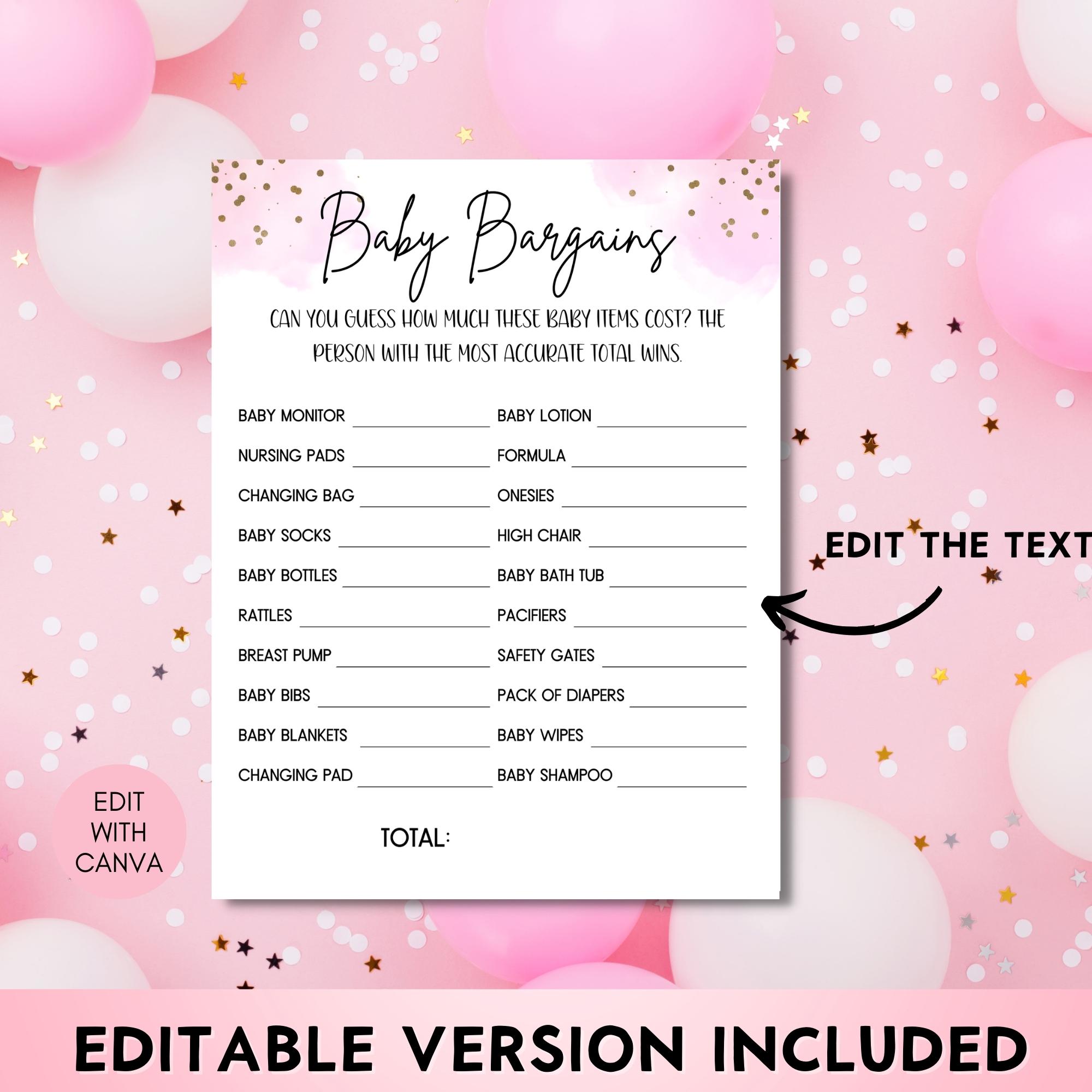 Baby Shower Game Bundle - 20 Fun Baby Games - Pink Baby Shower Activity ...