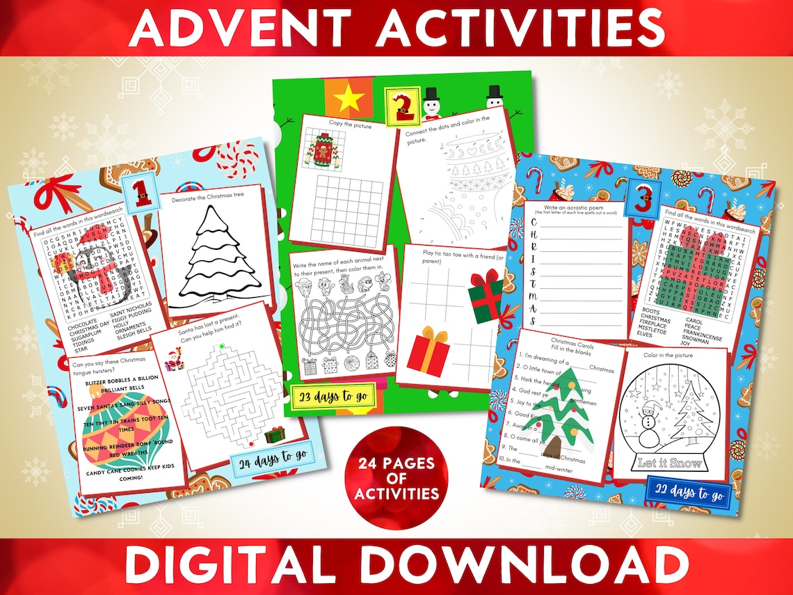 Christmas Advent Activities for Families, Advent Calendar, Printable ...