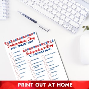 Printable Independence Day Scavenger Hunt Game, Family Fun, Patriotic ...