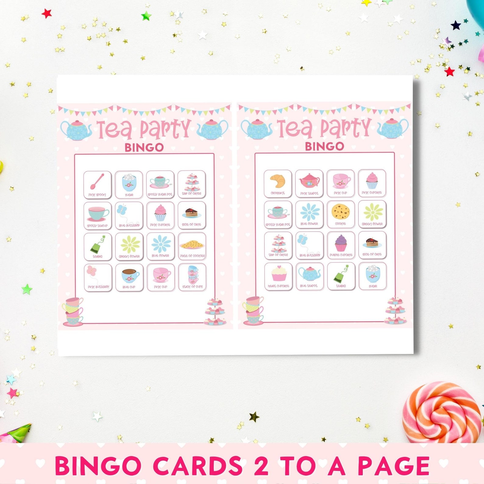 Tea Party Printable Bingo 40 Unique Bingo Cards Girls - Etsy