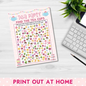 Tea Party Printable Find the Tea Cups Game, Girls Birthday Party ...