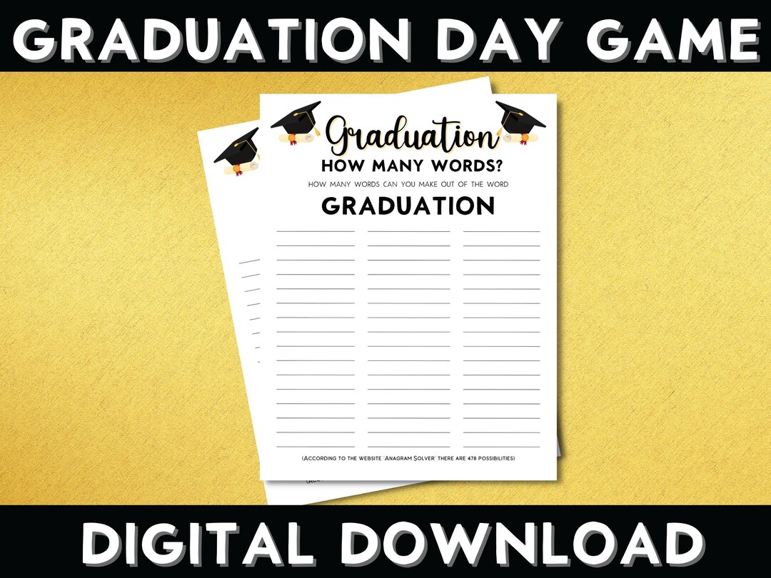 Printable Graduation Party How Many Words, College, High School ...