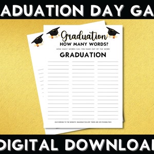 Printable Graduation Party How Many Words, College, High School ...