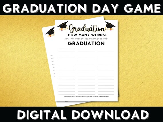 Printable Graduation Party How Many Words College High - Etsy