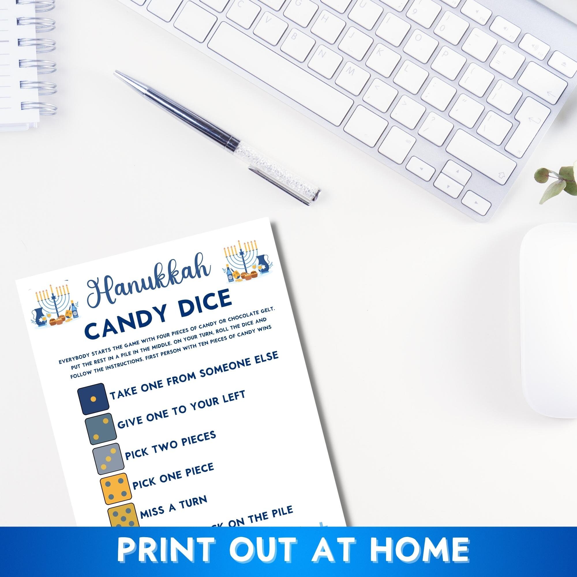Printable Hanukkah Candy Dice Game Digital Download Party - Etsy