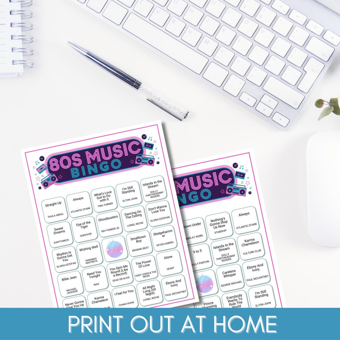 80s Music Bingo, 100 Printable Bingo Cards, Fun Party Game, Digital ...