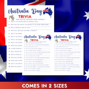 Australia Day Trivia Quiz, Australia Themed Quiz, Printable Australian ...