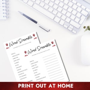Wine Party Word Scramble Game, Printable Game, Bachelorette Party ...