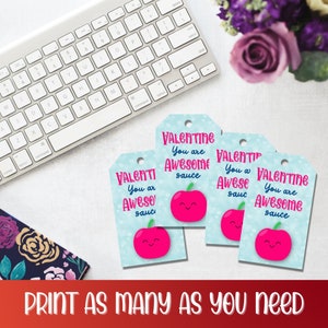 Classroom Valentine, Applesauce Valentines, Awesome Sauce Gift Tag ...