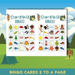Camping Party Printable Bingo Game, Summer Camping Sleepover, 50 Cards ...